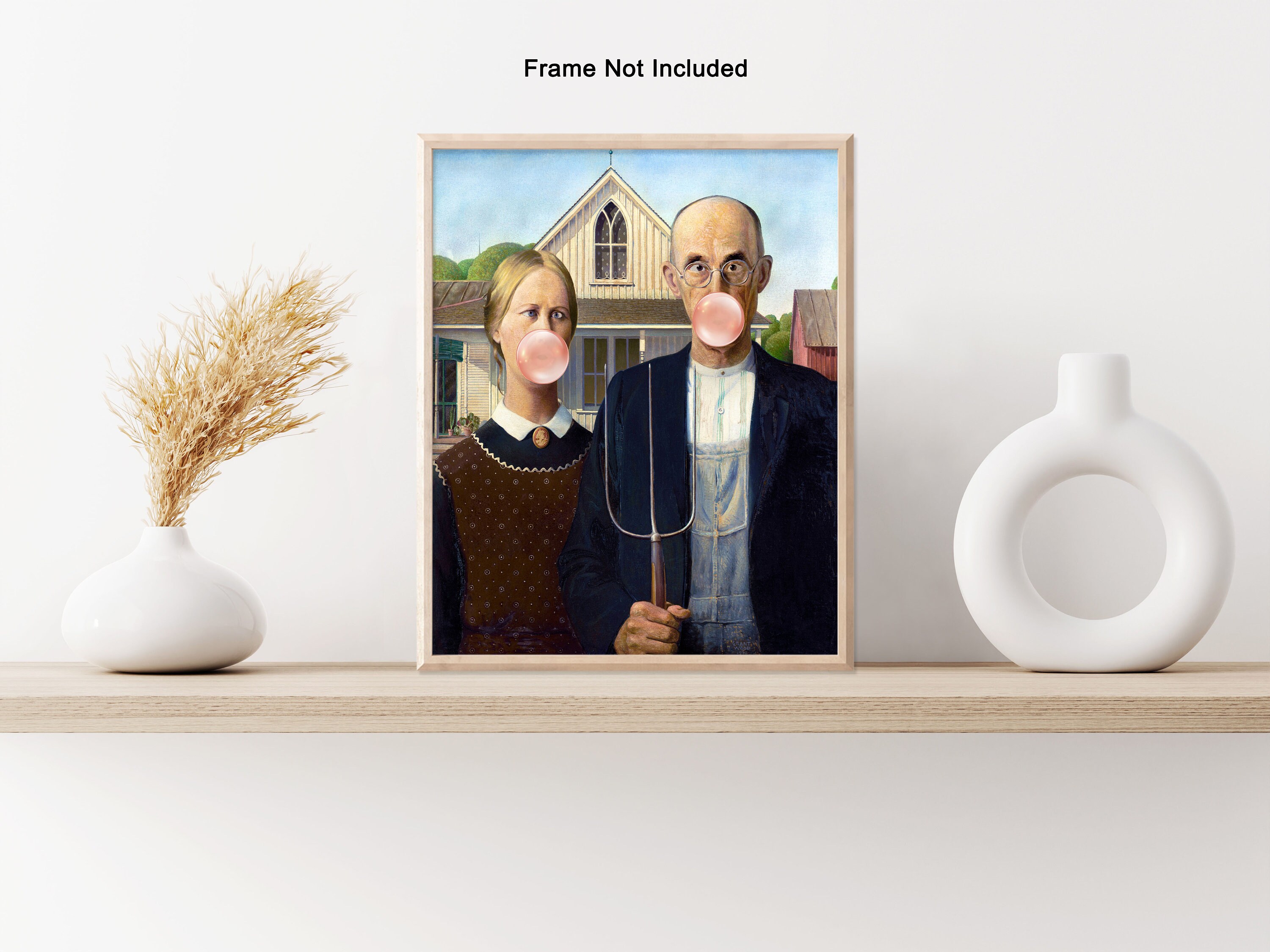 American Gothic Poster Bubble Gum Print Altered Art Trendy Pop Art ...