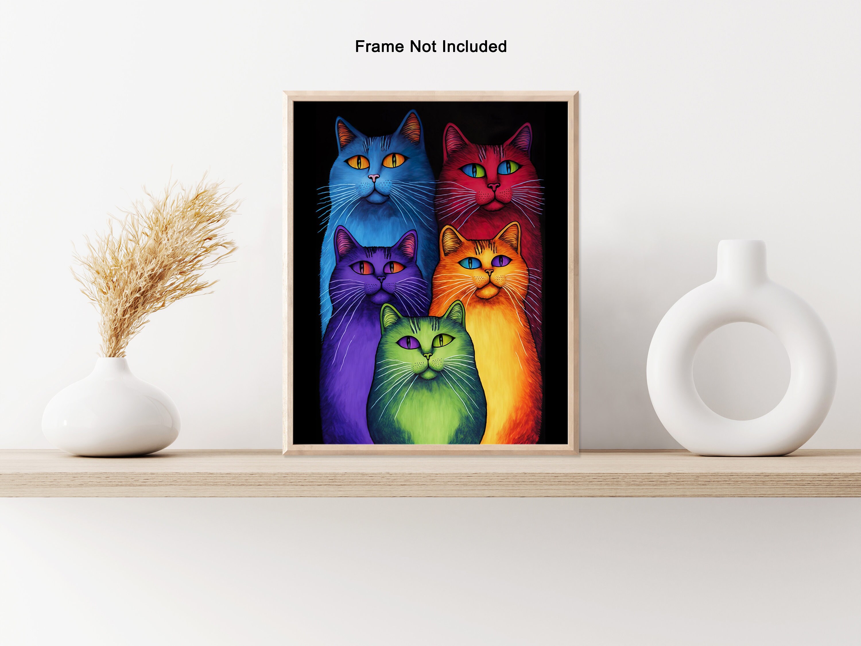 Colorful Rainbow Cats Poster Vibrant Cat Art Print for Cat Lovers Chic ...