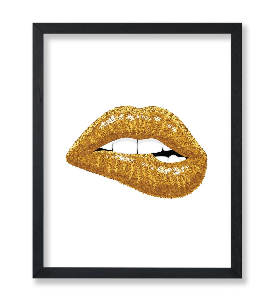 Gold Lips Poster - Lip Bite Print - Modern Art - Trendy Minimal Art ...