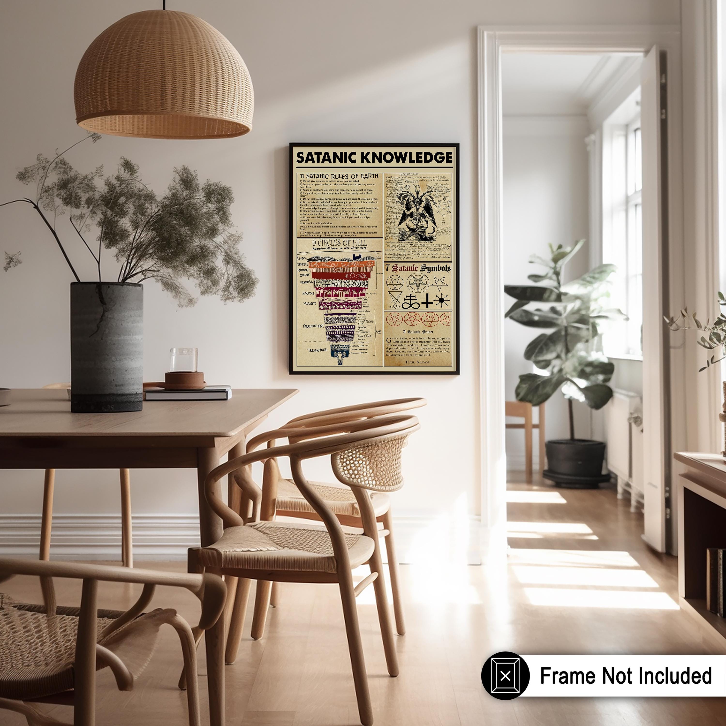 Satanic Knowledge Poster - Infographic Print - Satanic Symbol Art ...