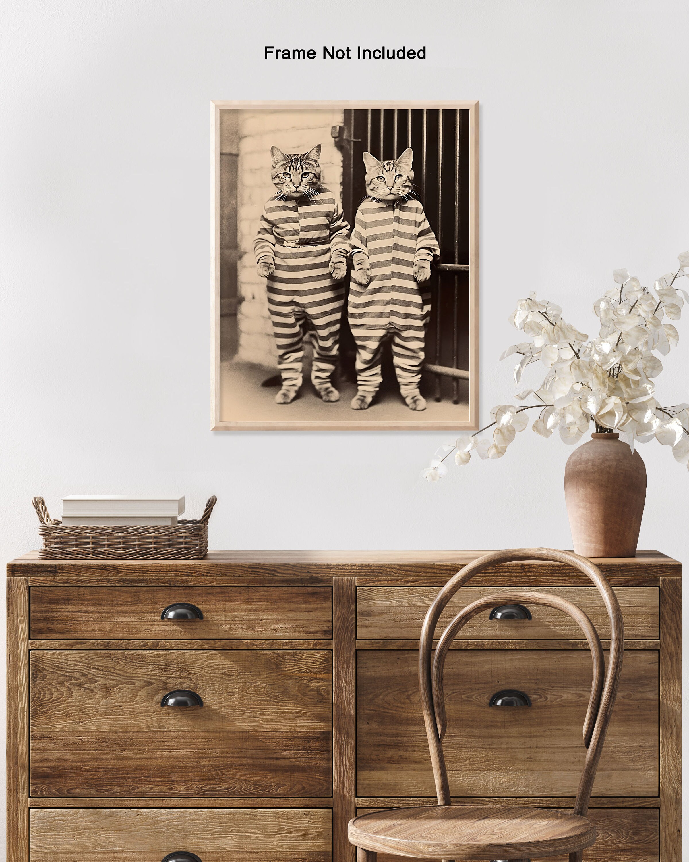 Cat Poster Cats in Jail Print Photograph Art Prison Striped Suit Art ...