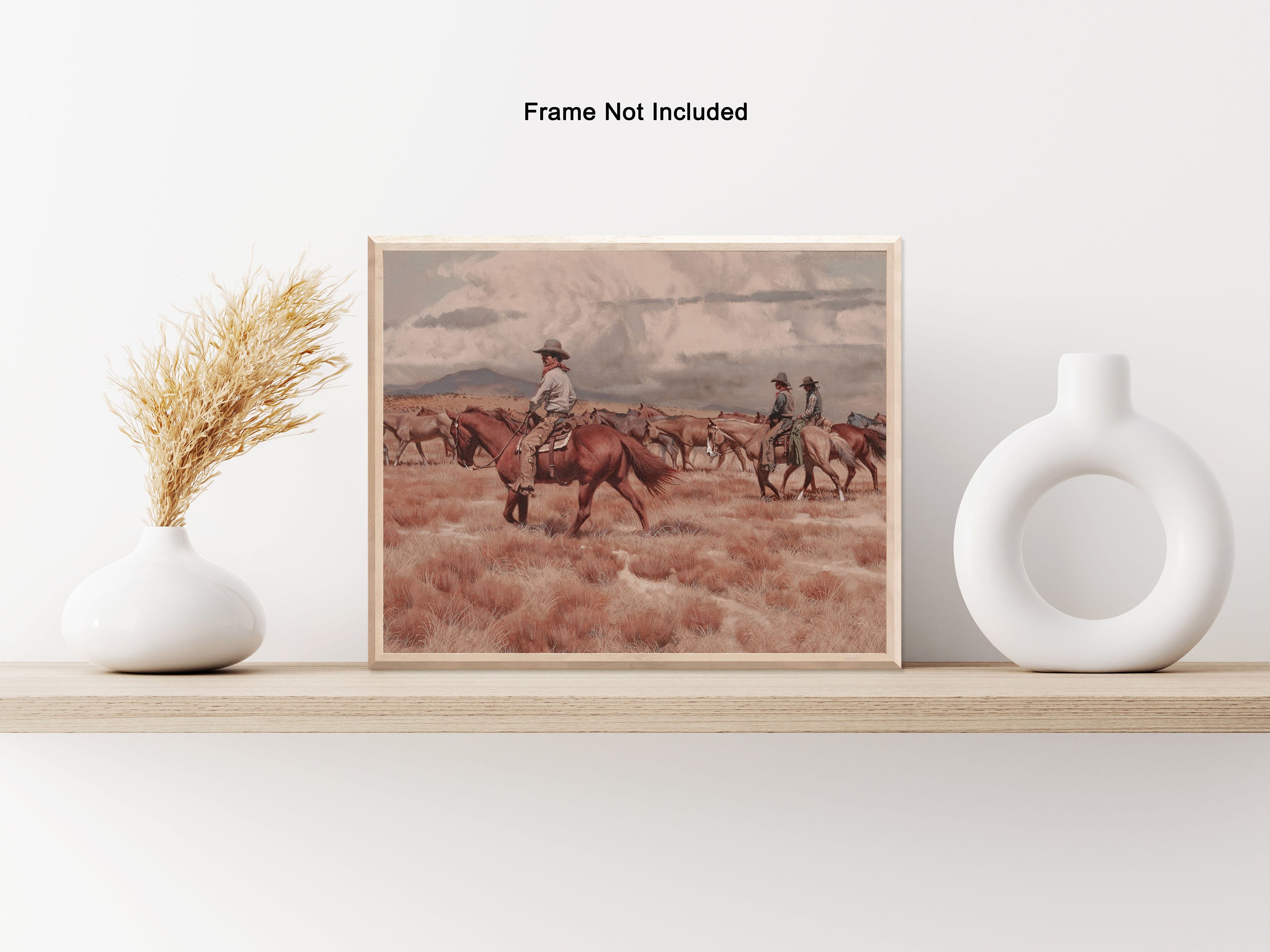 Vintage Cowboy Poster Retro Horse Riding Print Wild West Art Cattle Art ...