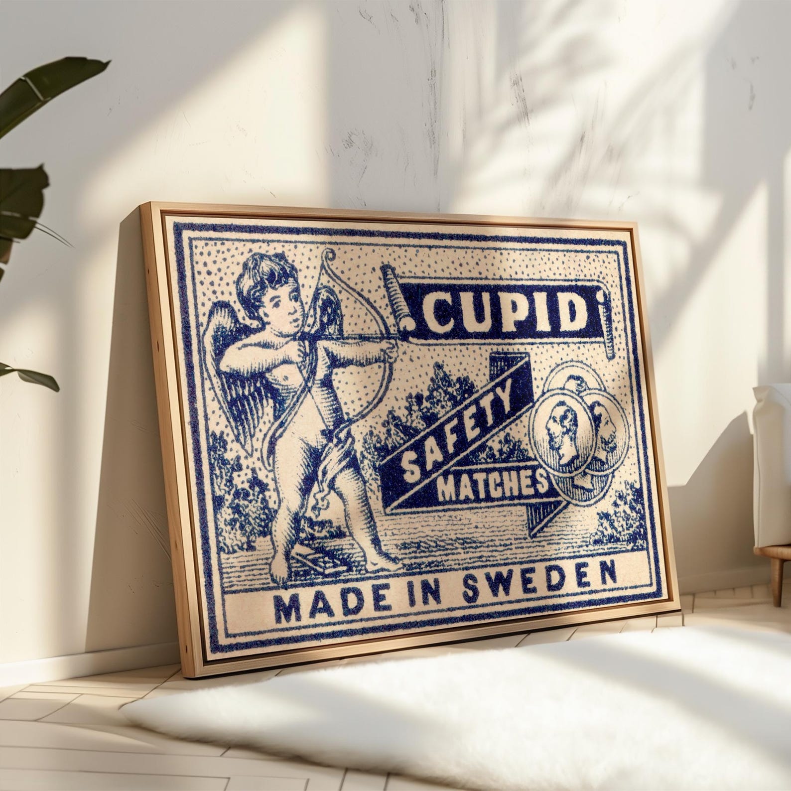 Vintage Cupid Matchbox Poster - Retro Safety Matches Print - Cupid Art ...