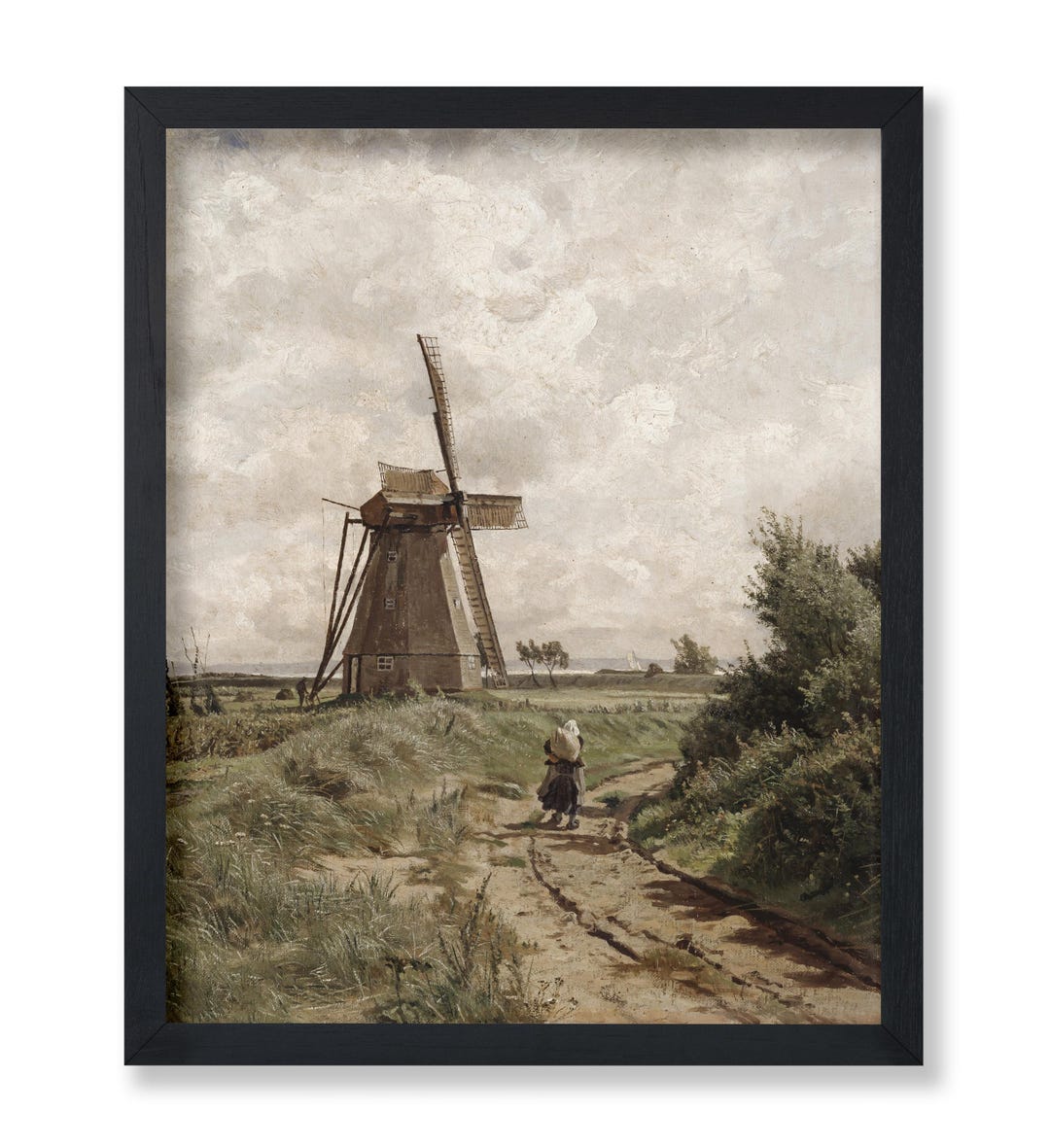 Vintage Windmill Near Ahrenshoop Poster - Retro Windmill Print ...