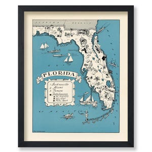 Cartoon Pictorial Map Florida Vintage - Etsy