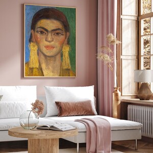 Vintage Frida Poster - Retro Portrait of Frida Print - Mexican Painter ...