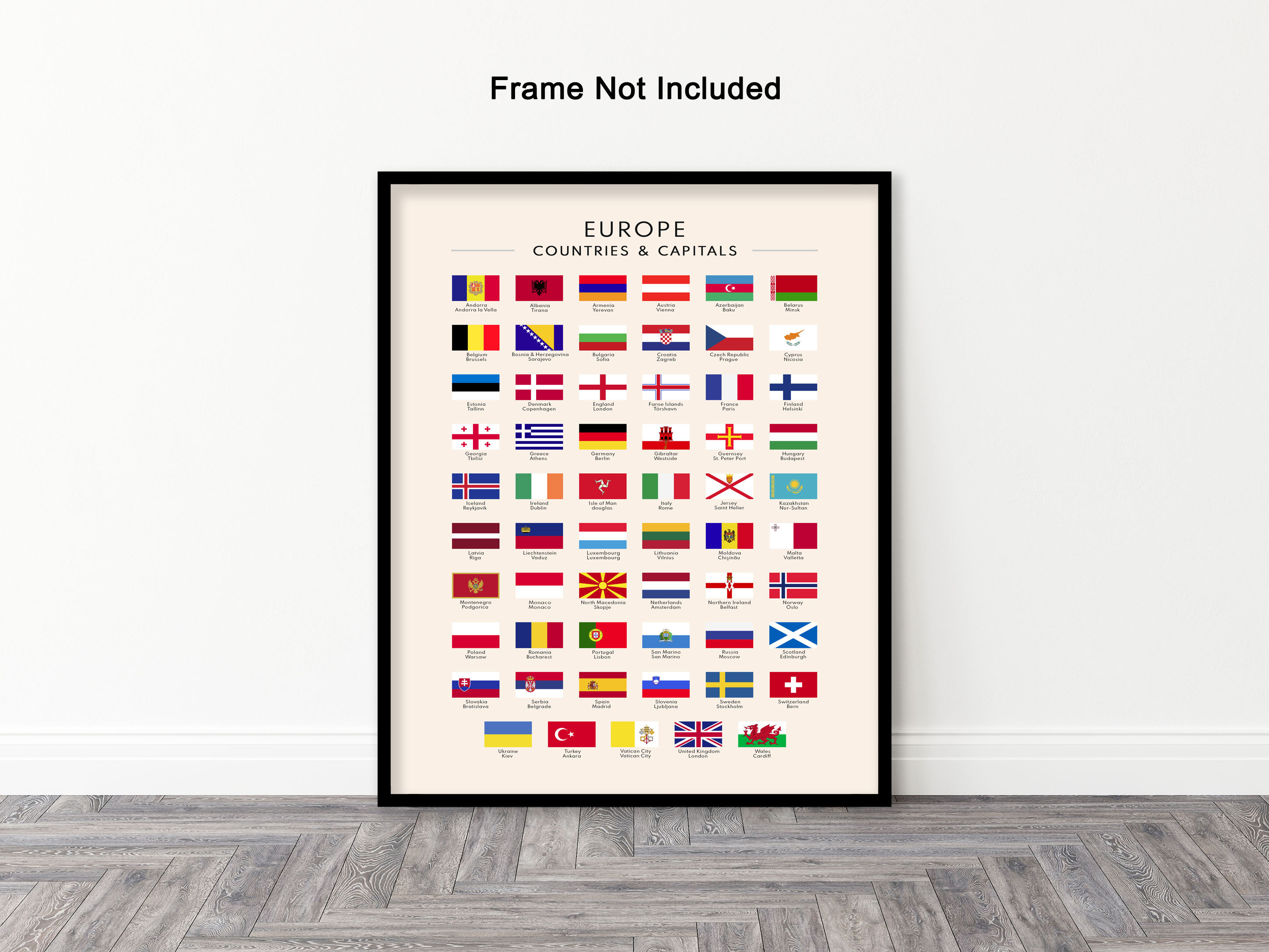 Flags of Europe Poster European Countries & Capitals Print Learning ...
