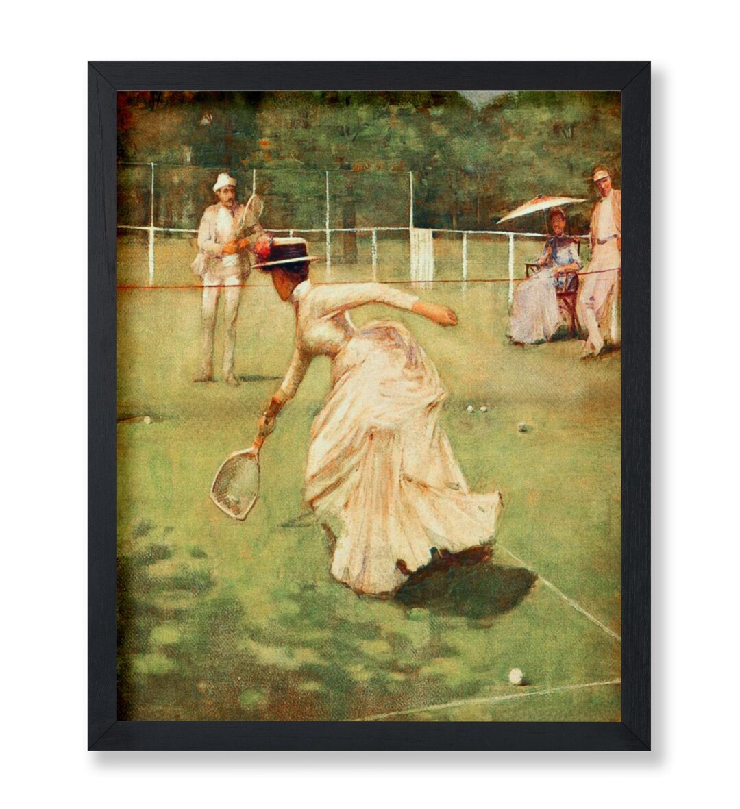 Vintage A Rally Painting Poster - Retro Tennis Print - Victorian Art ...