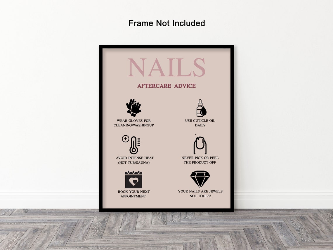 Nails Aftercare Advice Poster Manicure Print Gift for Fashionista Chic ...
