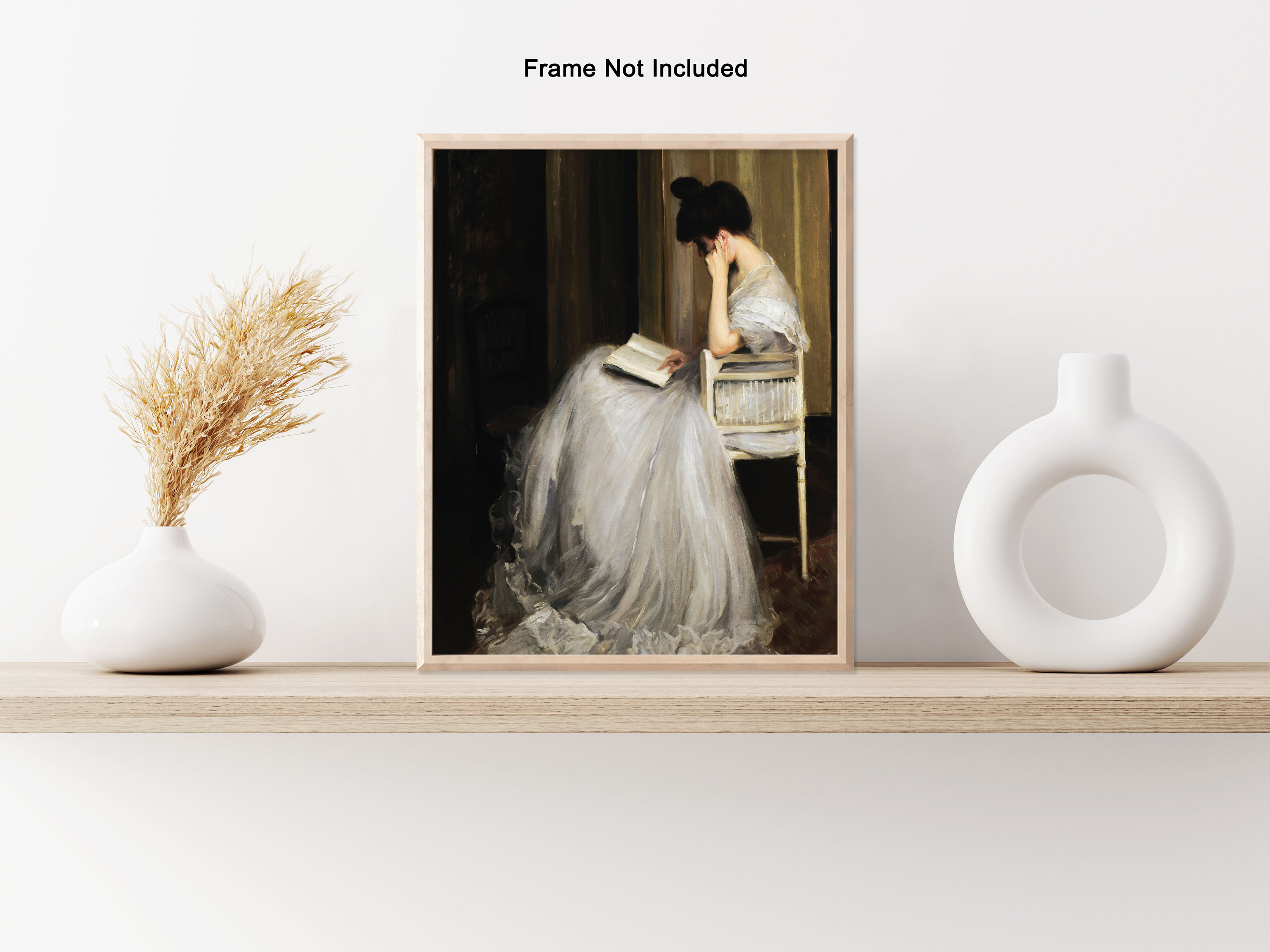 Vintage Woman Reading Painting Poster Retro Victorian Woman Print Moody ...