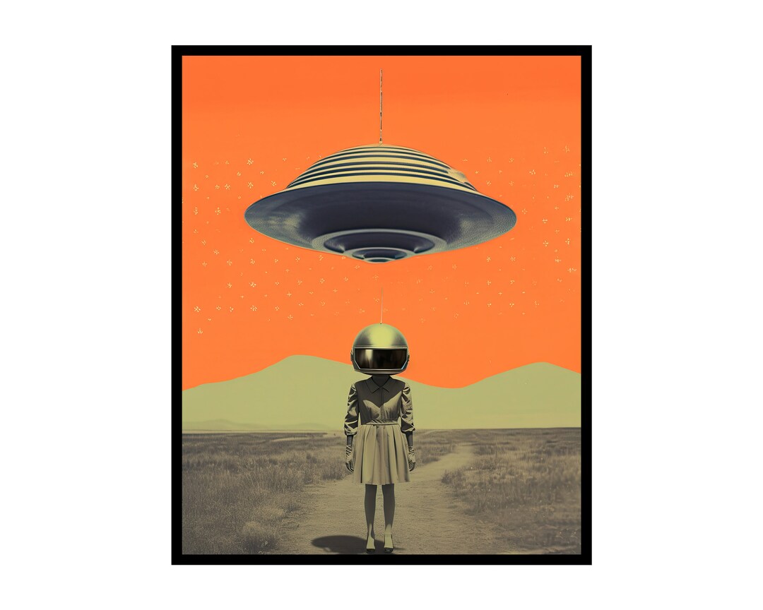 UFO Poster Masked Woman Print Extraterrestrial Art Surreal Art Science ...