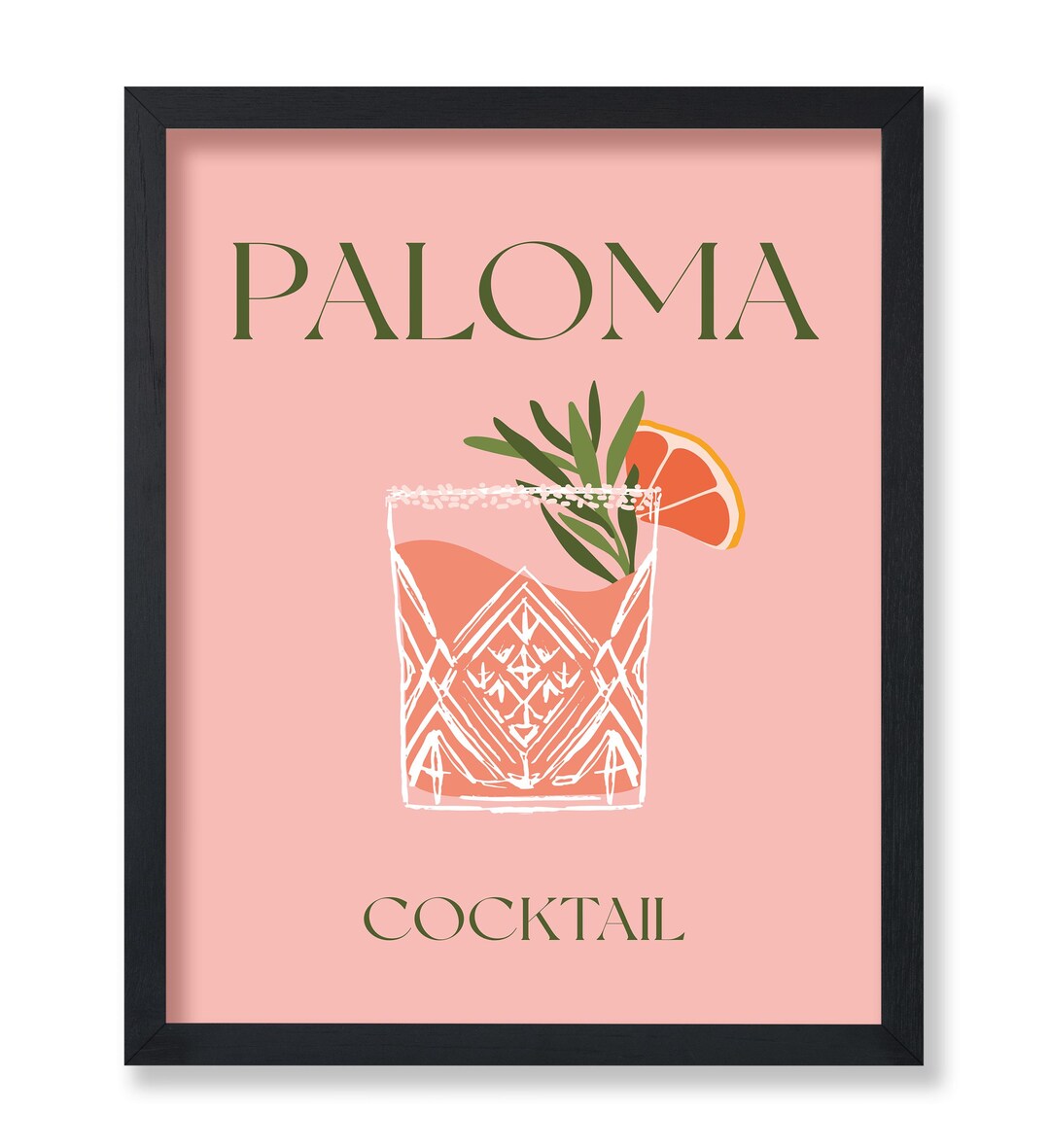Paloma Poster - Retro Cocktail Print - Alcohol Art - Bartender Art ...