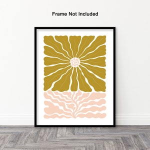 Flower Poster Retro Floral Print Groovy Flower Petals Art Modern Art ...