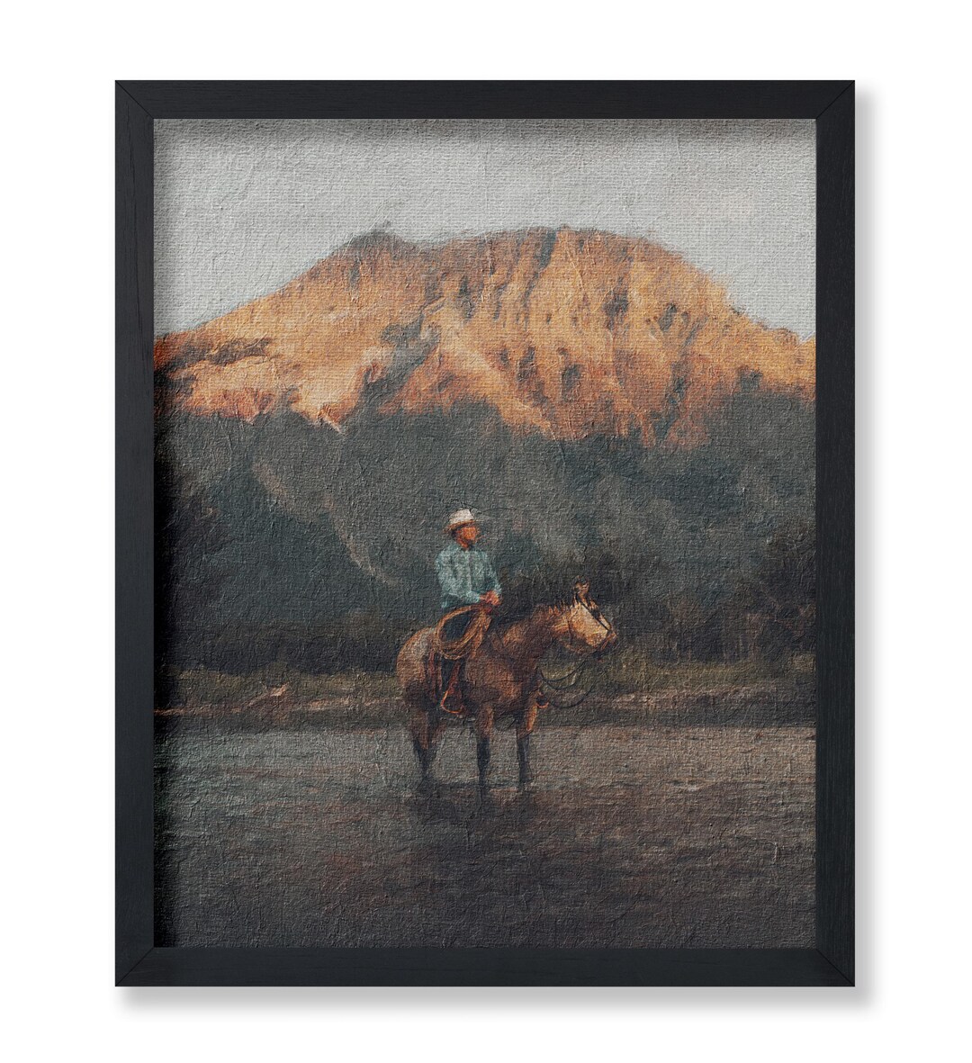 Vintage Cowboy Poster - Retro Landscape Print - Wild West Art - Horse ...