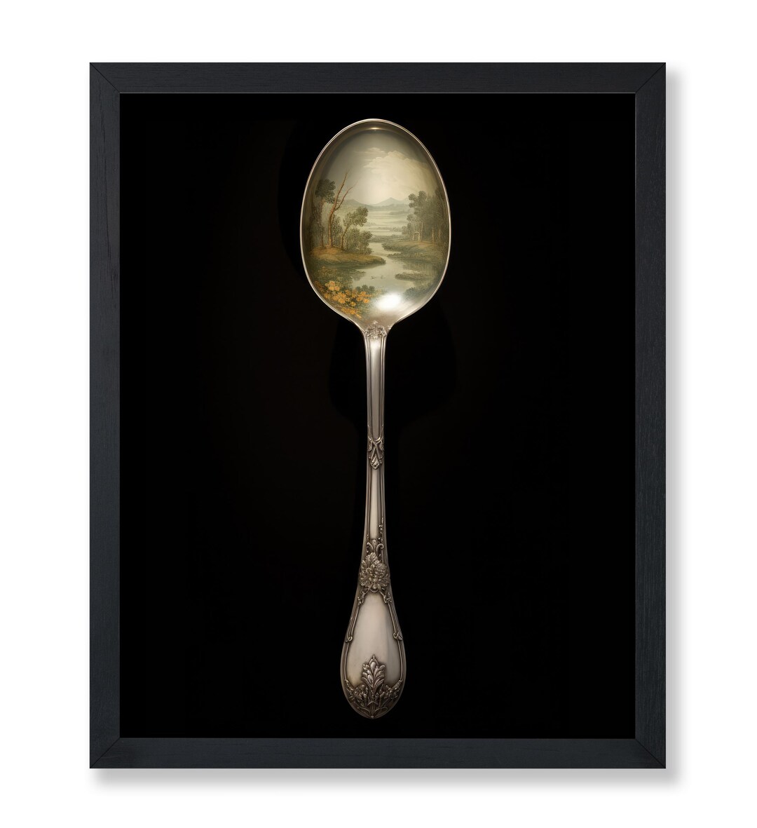 Silver Spoon Poster - Retro Landscape Reflection Print - Spoon Art ...