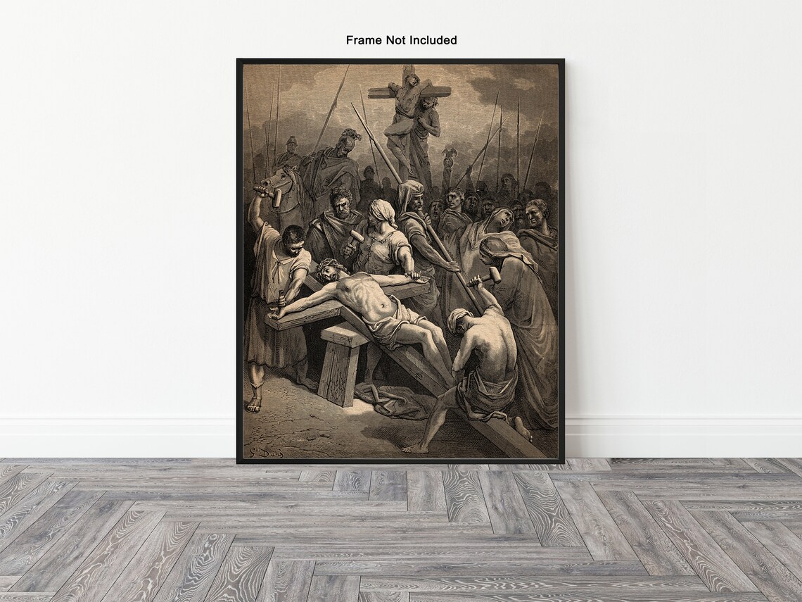 Vintage Jesus Poster Retro Crucifixion Print Unframed Christian Wall ...