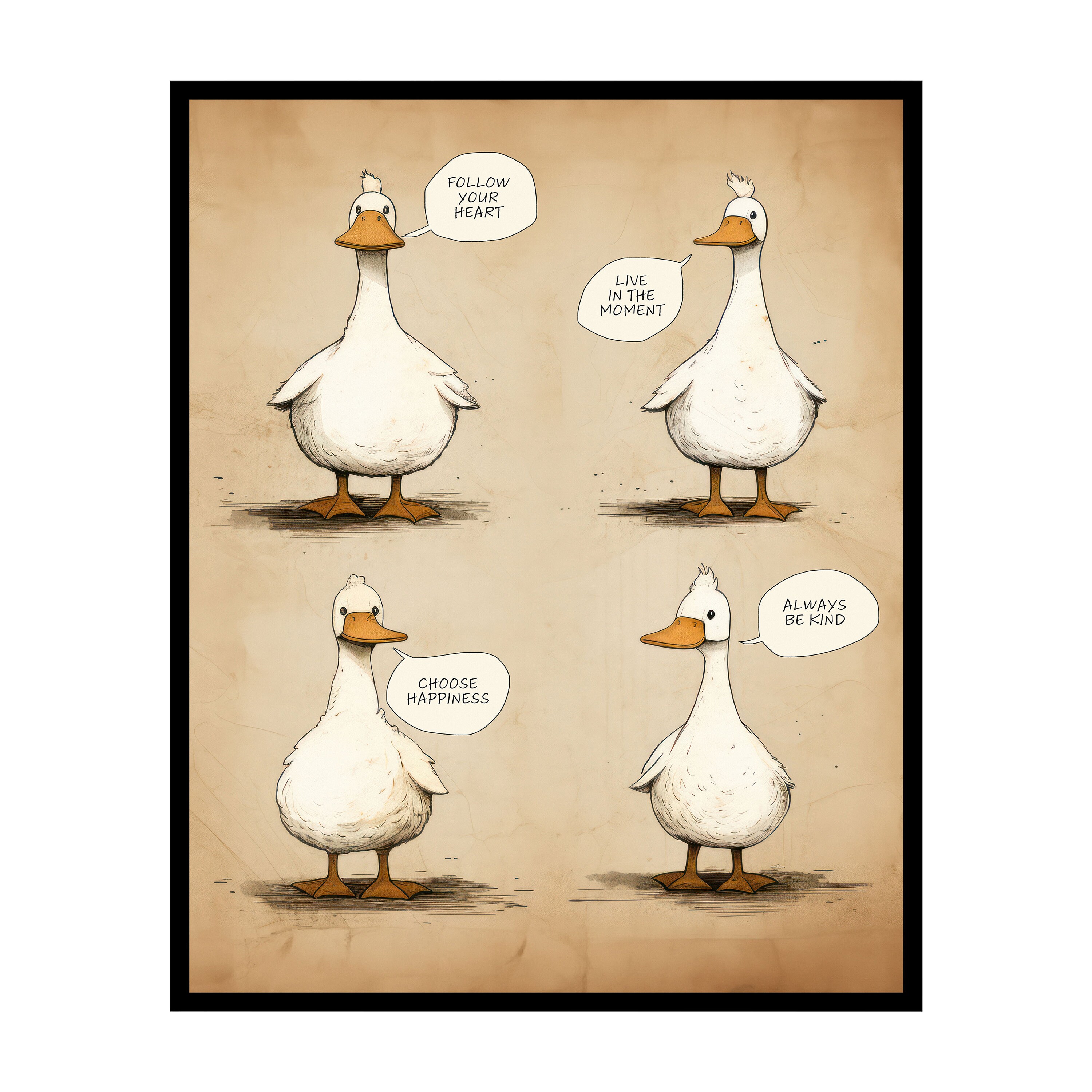 Duck Poster Motivational Print Always Be Kind Art Positive Quotes Art ...