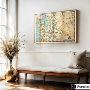 Vintage Map Poster - Retro Washington Map Print - Fun Washington State ...