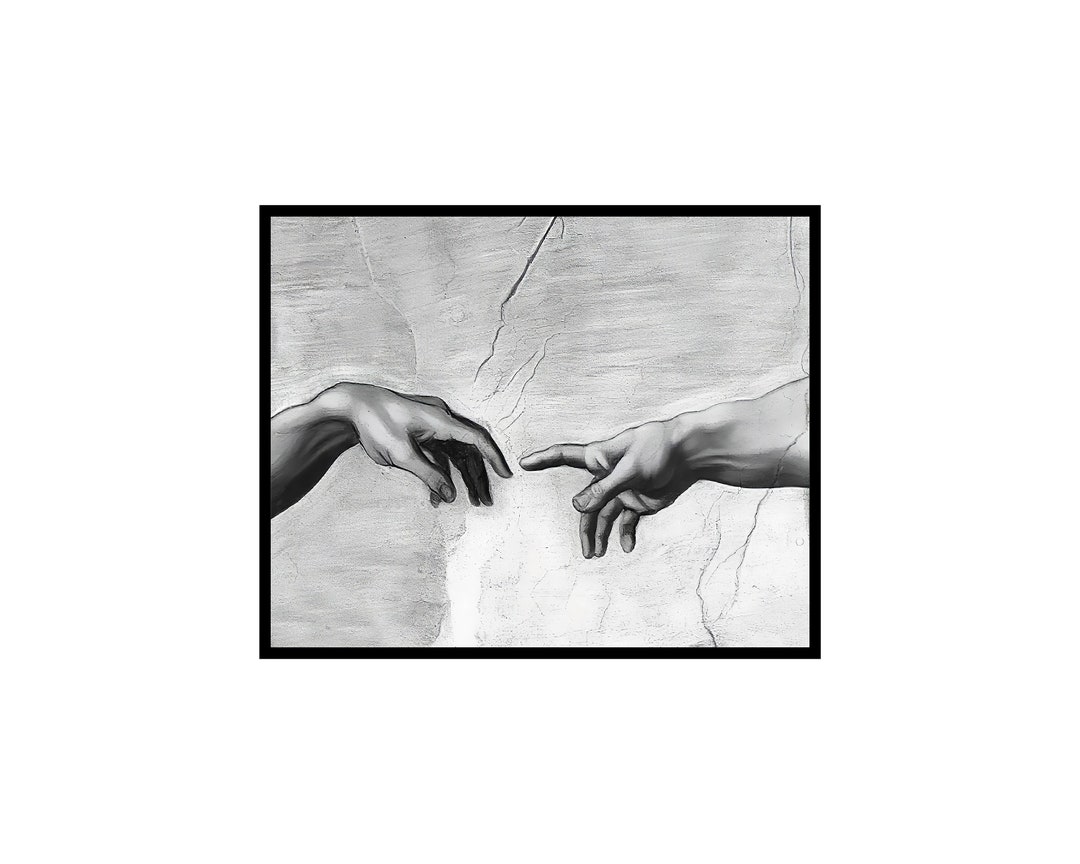 Vintage Michelangelo Creation of Adam Poster Retro Christian Wall Art ...