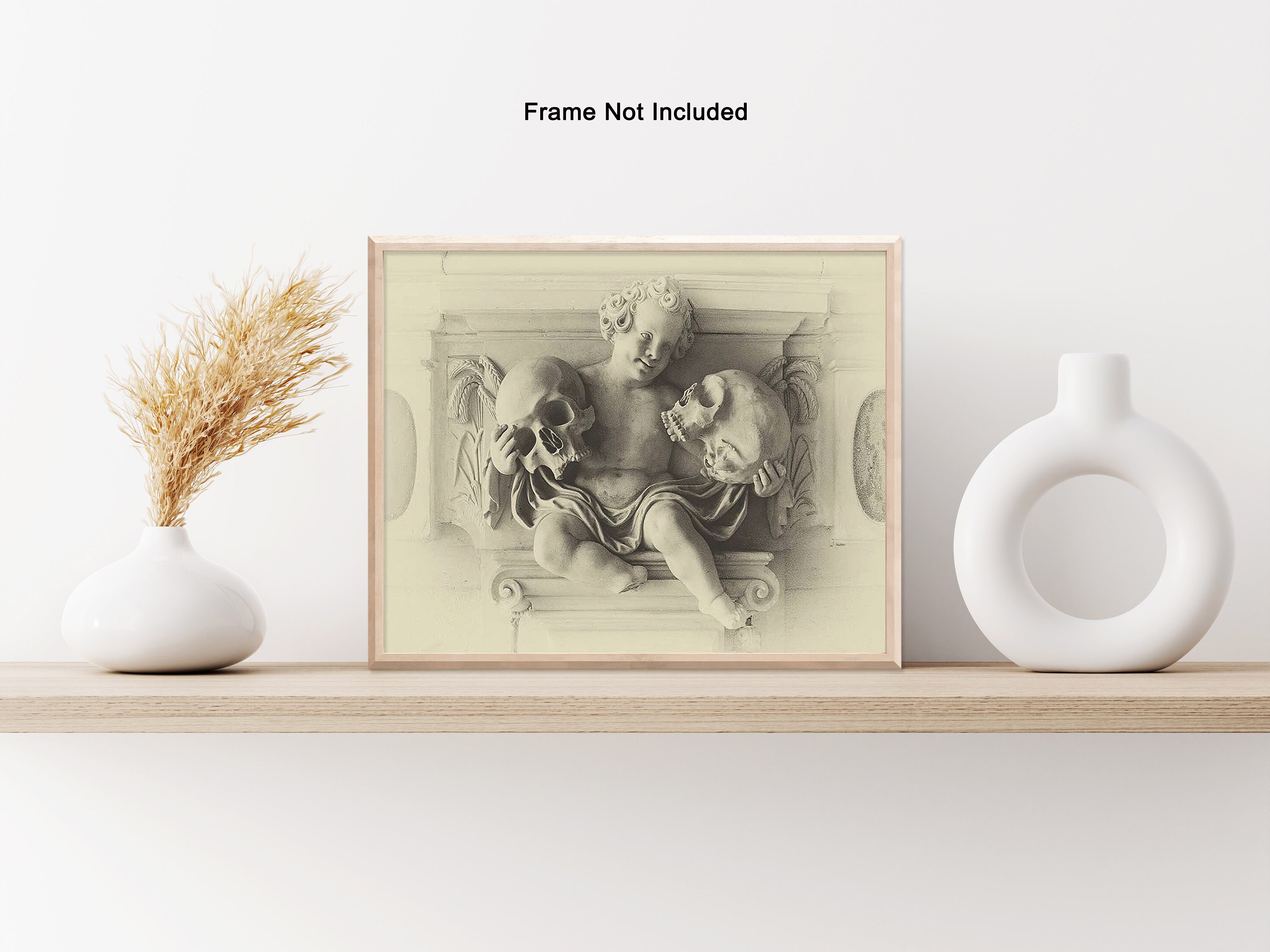 Vintage Cherub Poster Cherub With Skulls Print Angel Art Mythology Art ...