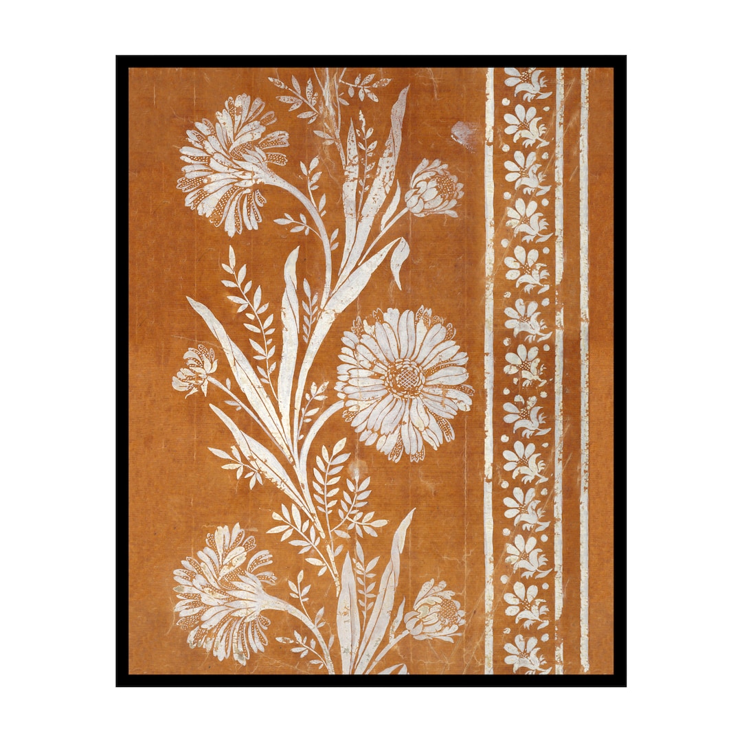 Vintage Embroidery Design Poster Retro Flower Print Textile Pattern Art ...