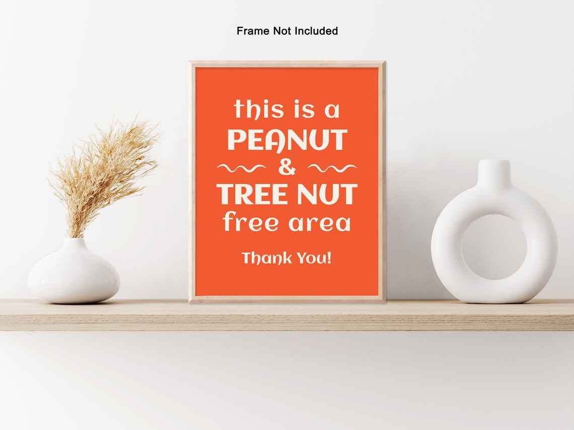 Peanut and Tree Nut Free Area Poster Food Allergy Awareness Print ...