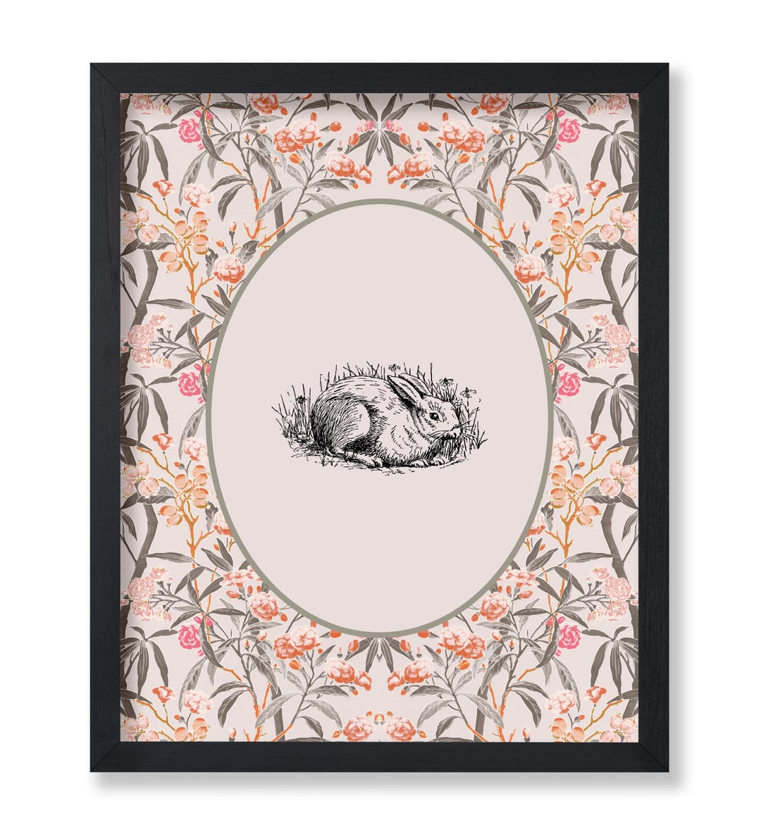 Vintage Rabbit Poster - Retro Bunny Print - Pastel Art - Floral Art ...