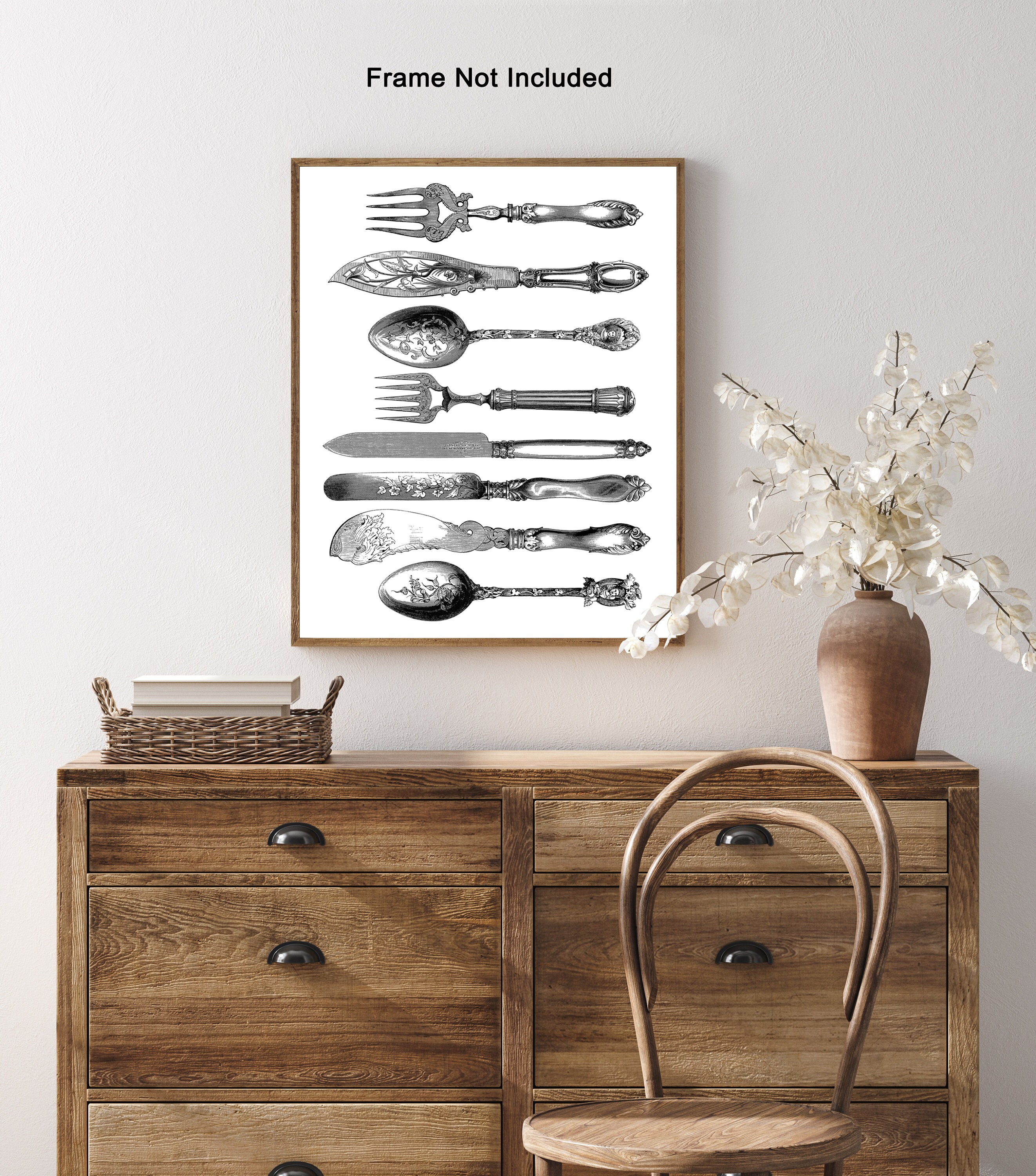 Vintage Silverware Poster Retro Cutlery Print Spoon Fork Art Minimalist ...