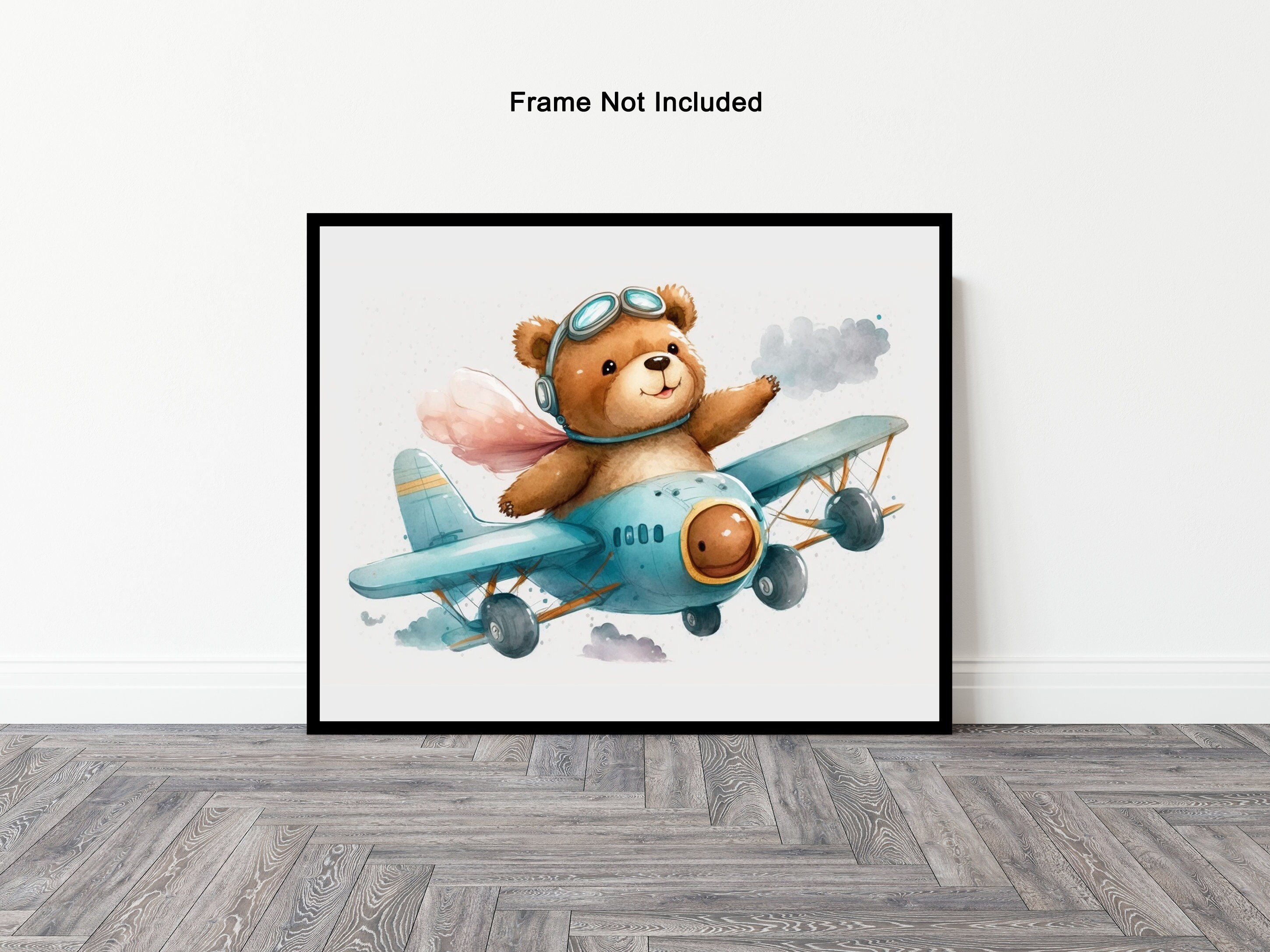 Teddy Bear Pilot Poster Teddy Bear Print Minimal Art Gift for Kids ...