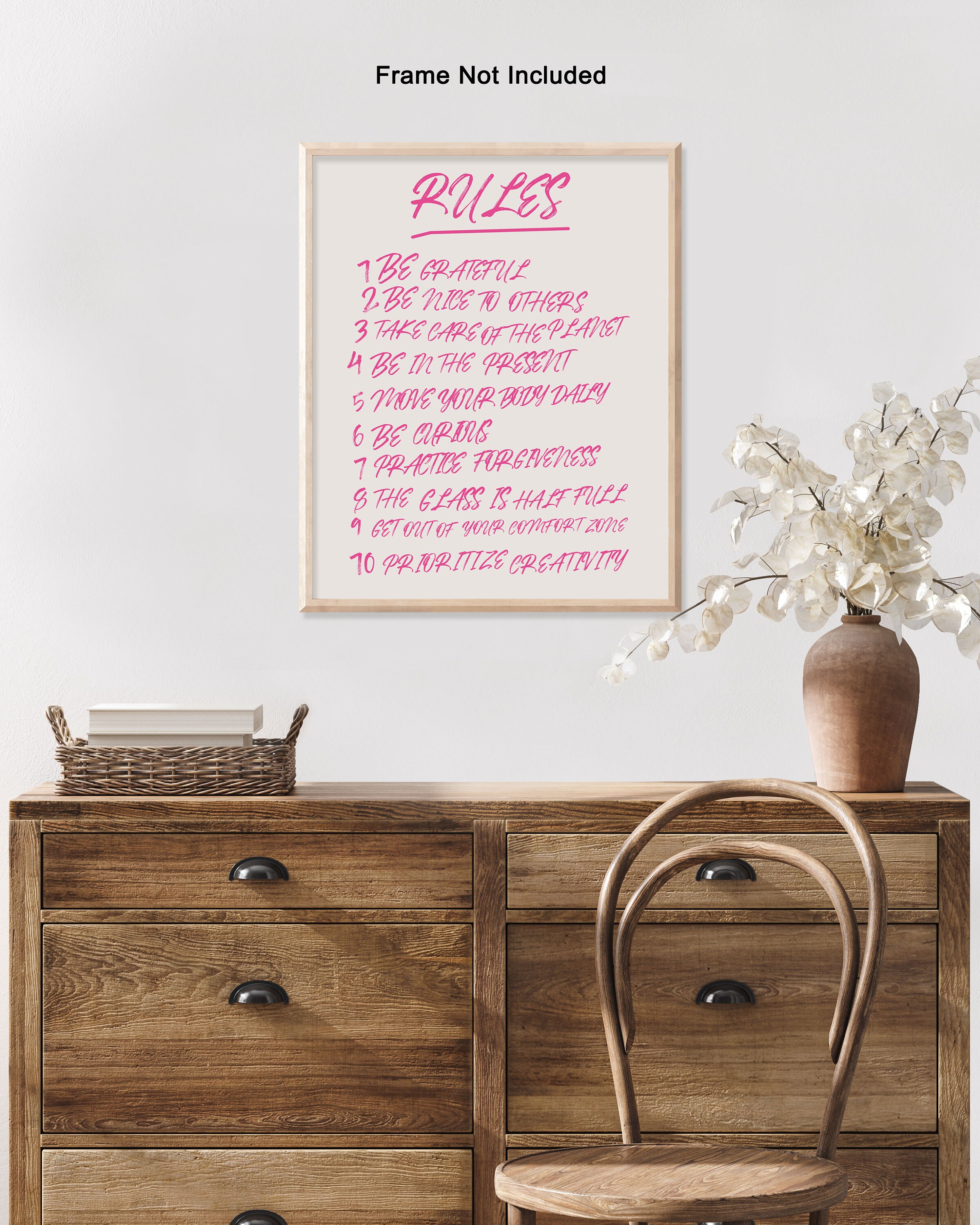 Rules Poster Pink Typography Print Preppy Pop Art Trendy Art Aesthetic ...
