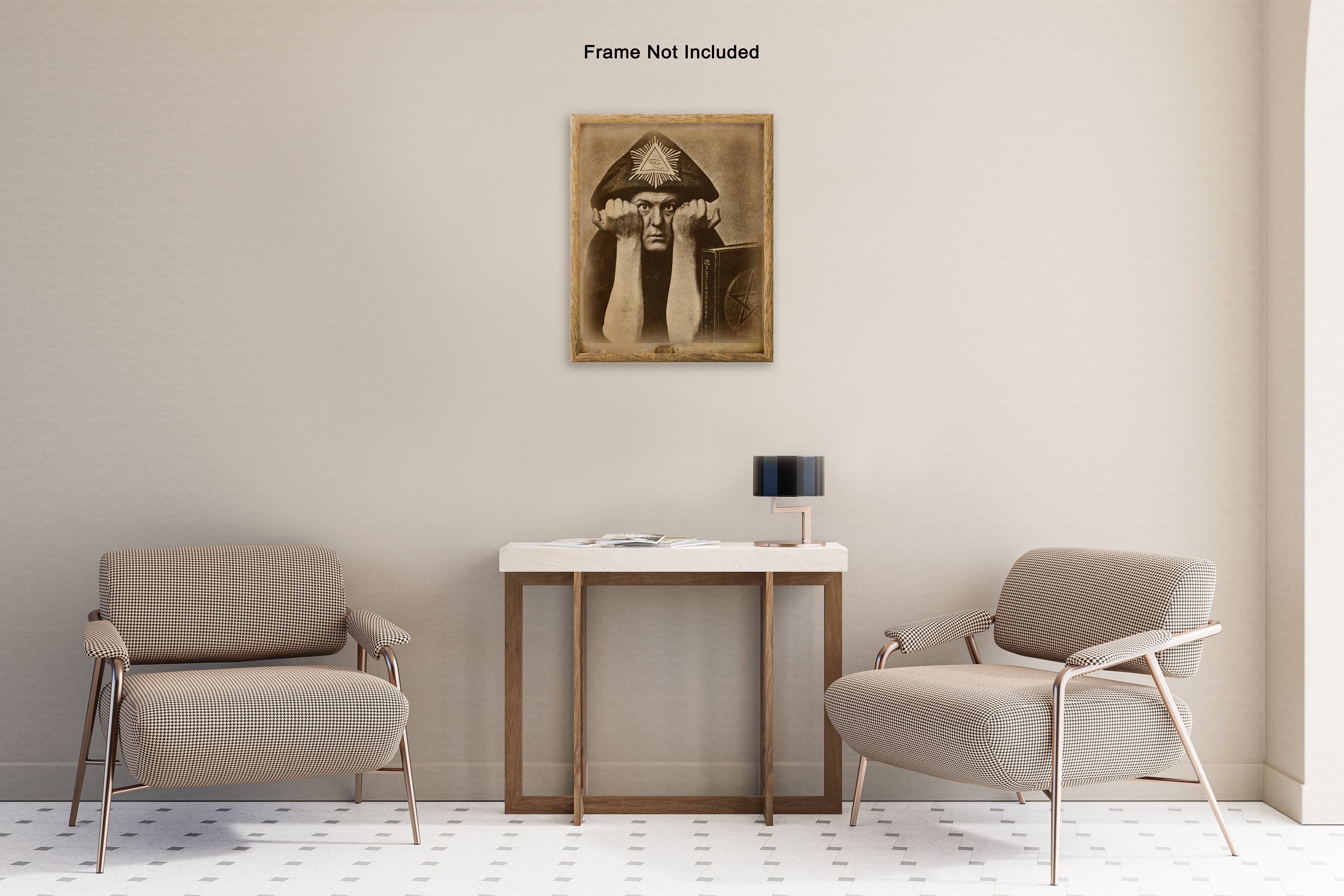 Vintage Aleister Crowley Poster Retro Occult Art With Pentagram Gothic ...