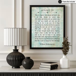 William Shakespeare Poster - Sonnet 29 Print - Motivational Quote Art ...