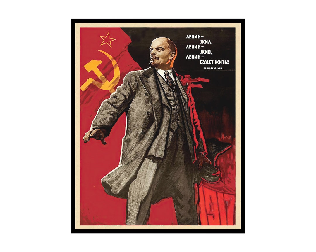 Vintage Vladimir Lenin Poster Retro Russian Propaganda Print Russian ...