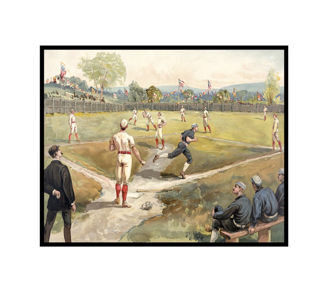 Vintage Baseball Poster Retro Baseball Game Print Sports Art Gift for ...