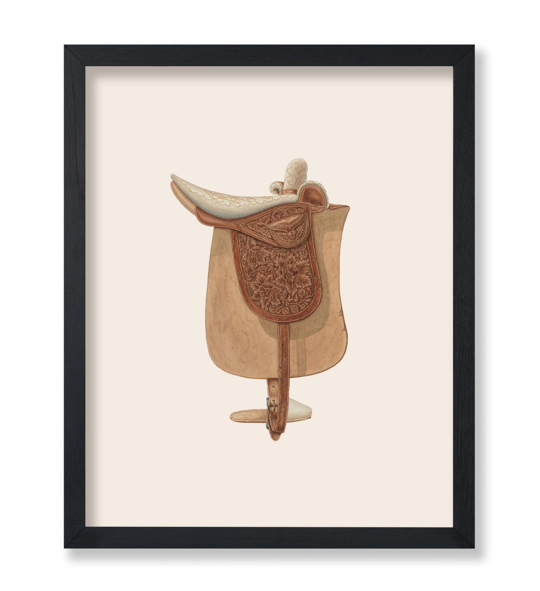 Vintage Saddle Poster - Retro Horse Saddle Print - Cowboy Art - Minimal ...