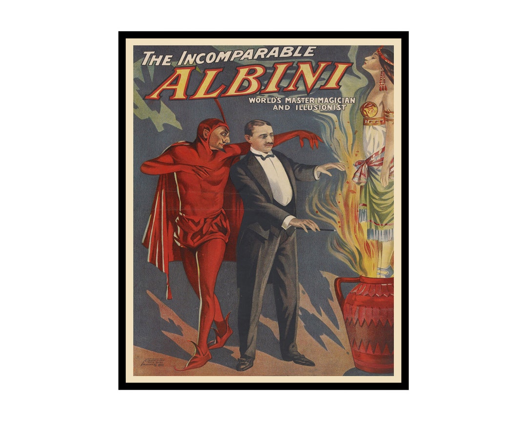 Vintage the Incomparable Albini Poster Retro Albini Print Magician Art ...