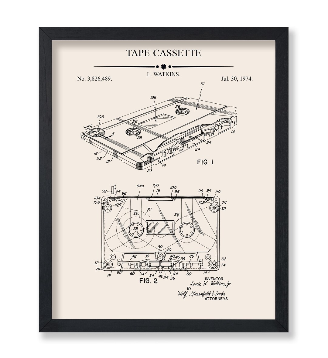 Cassette Tape Blueprint Poster - Tape Patent Print - Sound Art - Music ...