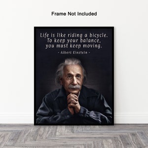 Life is Like Riding A Bicycle Poster Albert Einstein Print Motivational ...