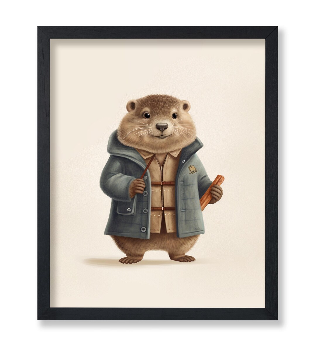 Beaver Poster - Beaver in a Jacket Print - Rodent Art - Minimal Art ...