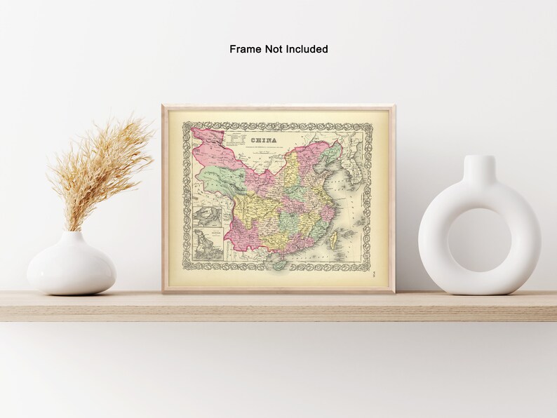 Vintage China Map Poster Retro Chinese Map Print Historical Chinese Map ...