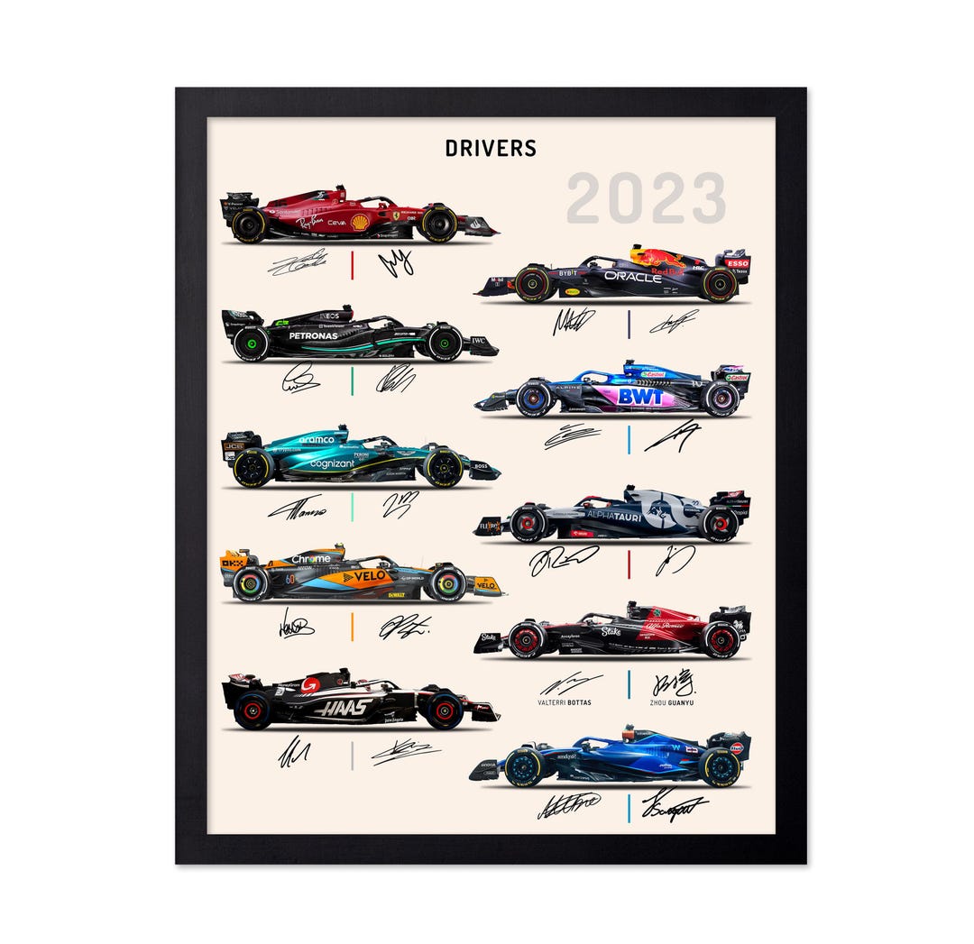 Race Car Drivers Poster - Cars & Drivers Signatures Print - Car Racing ...