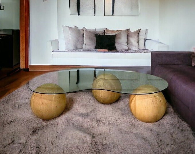 Unique Coffee Table, Kidney Coffee Table, Decorative Wooden Balls ...