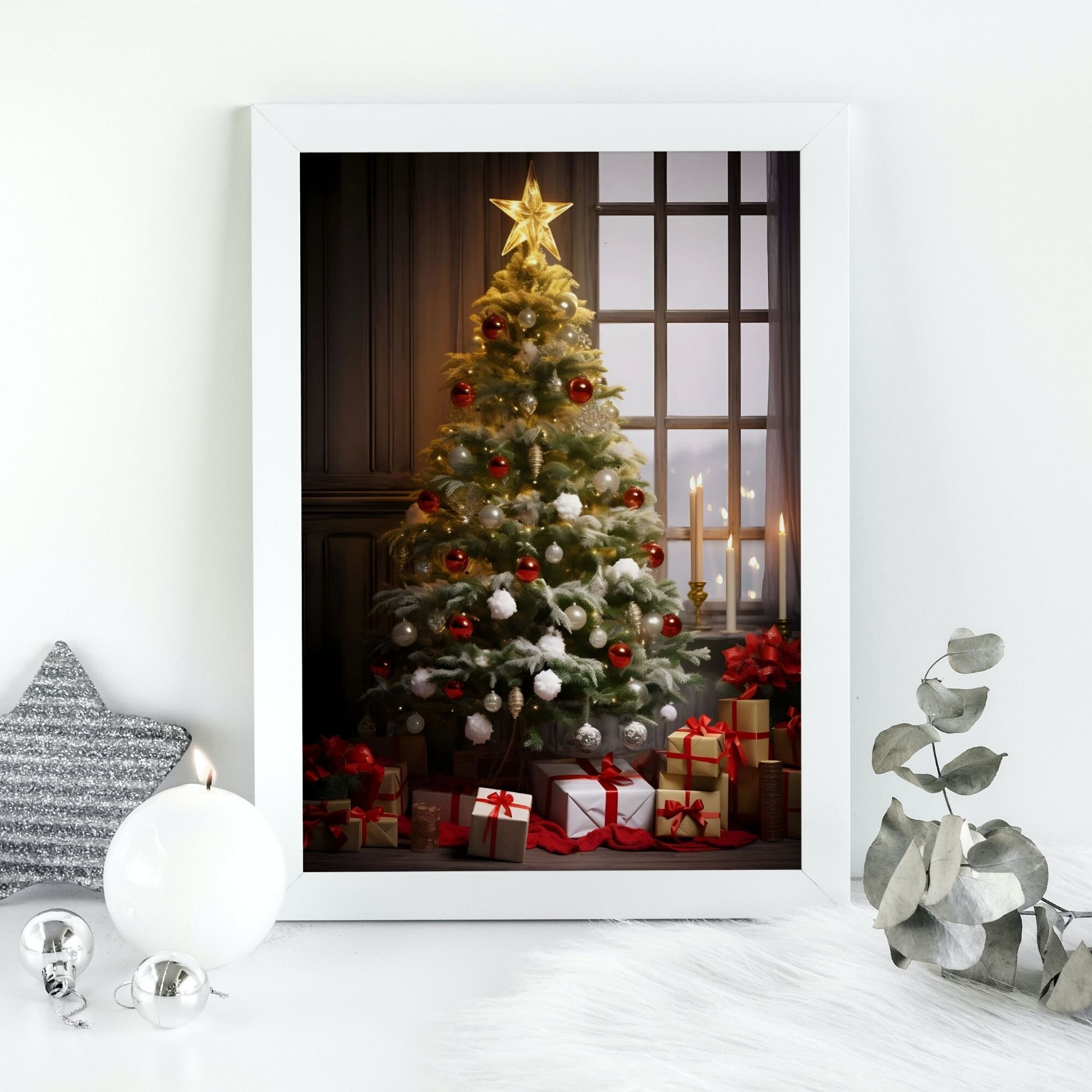 Pine Tree Wall Art, Christmas Pine Tree, Living Room Wall Art ...