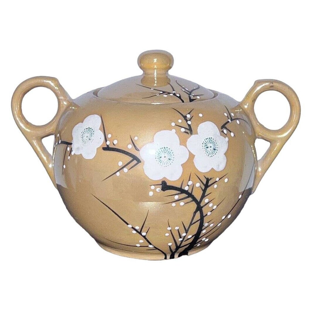 Vintage Japanese Nippon Lusterware Sugar Bowl With Lid Cherry Blossom - Etsy