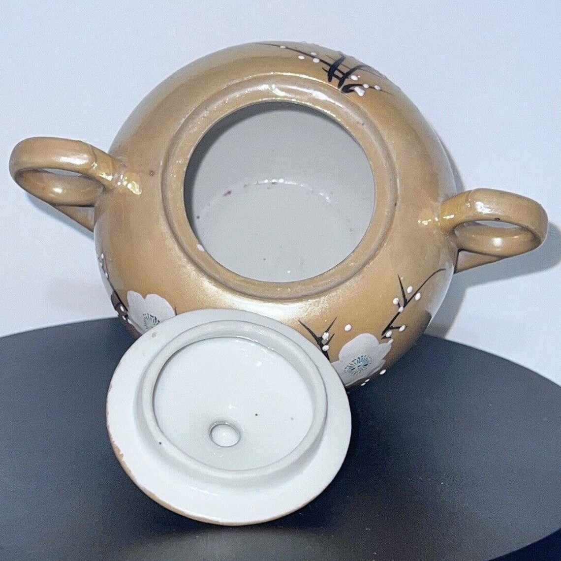 Vintage Japanese Nippon Lusterware Sugar Bowl With Lid Cherry Blossom ...