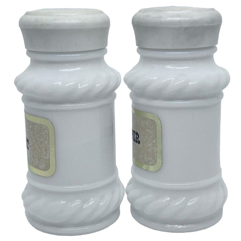 Anchor Hocking Milk Glass Rope Braid Salt and Pepper Shakers With Lids ...