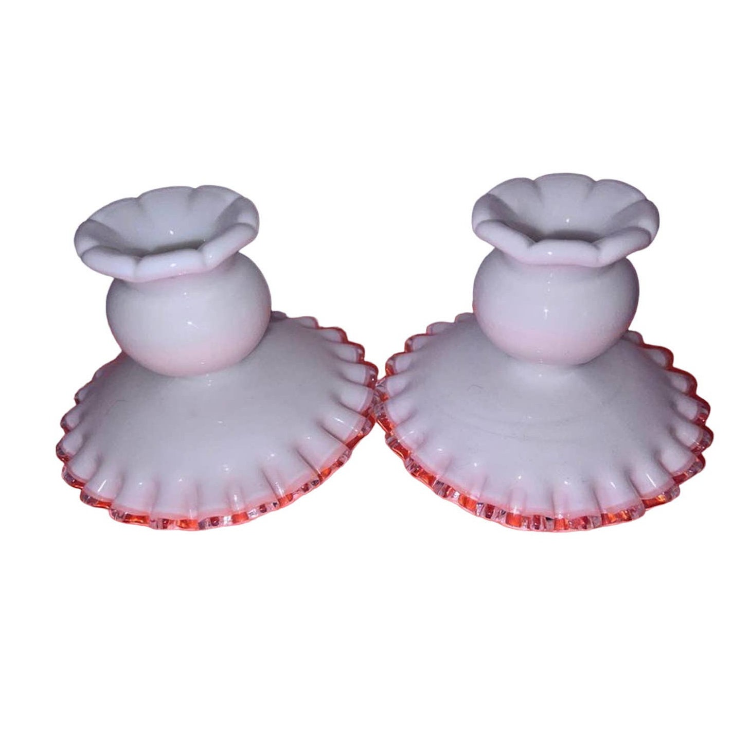 Vintage Fenton Silver Crest Milk Glass Candlestick Holders - Etsy