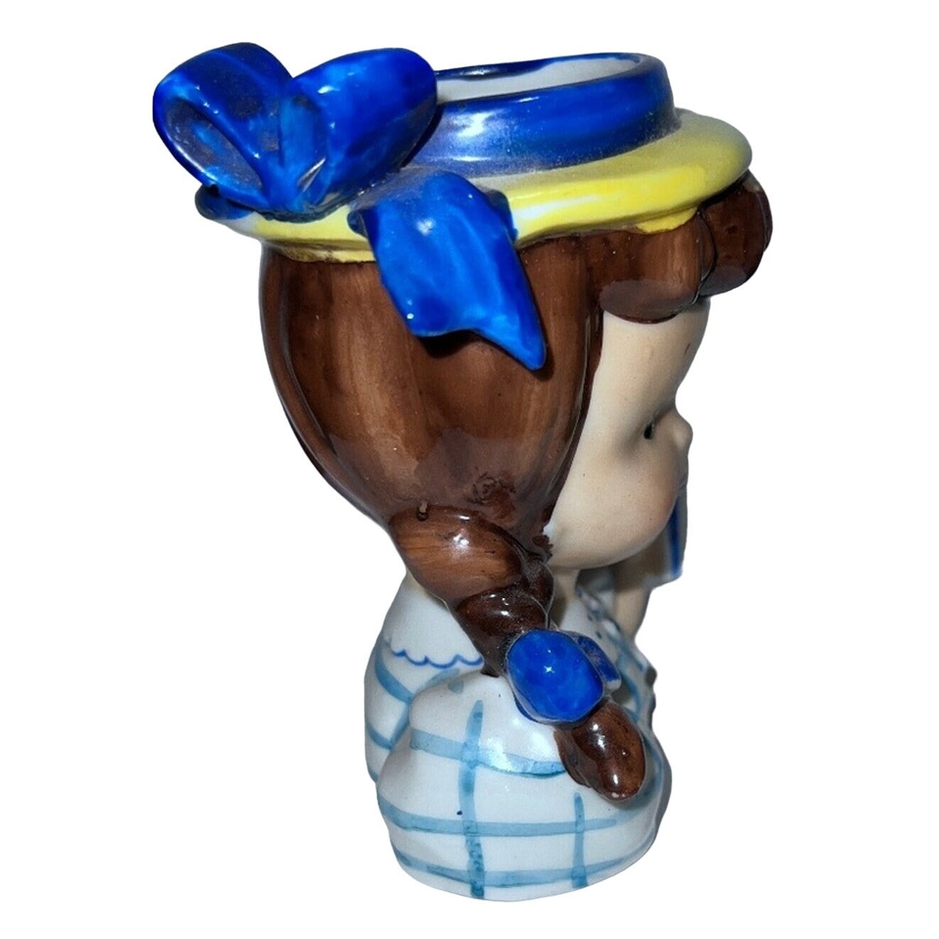1950s Napco Head Vase Planter Girl With Pigtails & Blue Bows - Japan ...