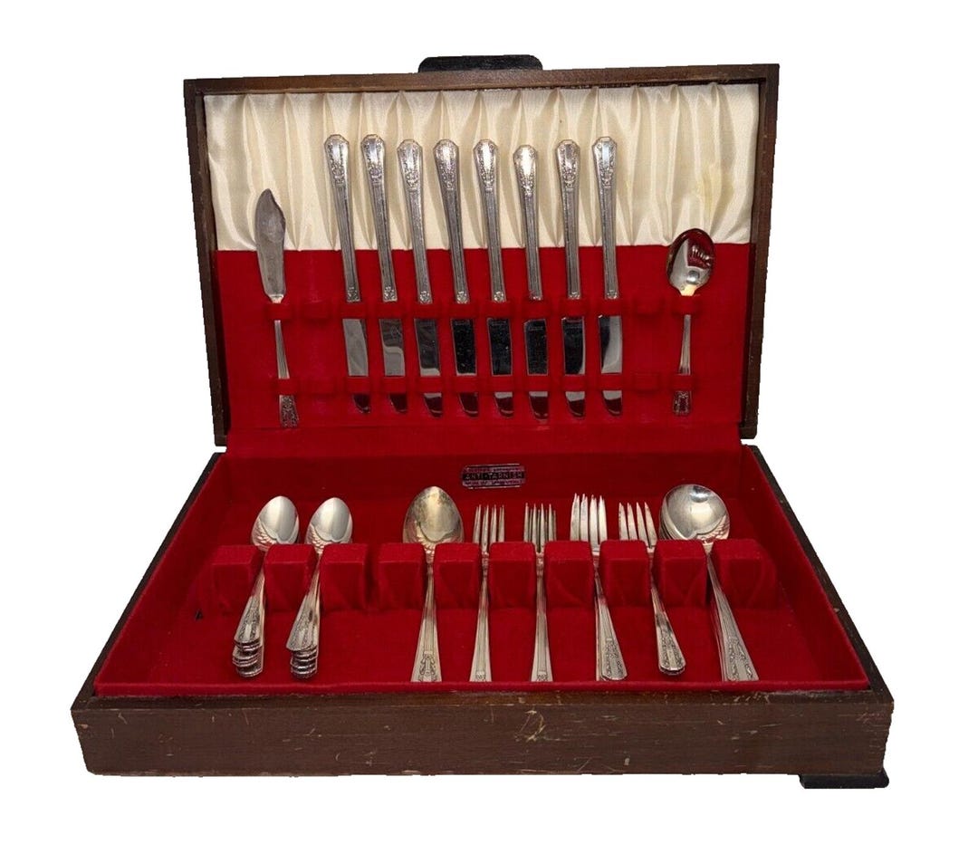 WM A Rogers Sectional Oneida Silverplate Flatware Set 52pc W/ Case Vintage - Etsy