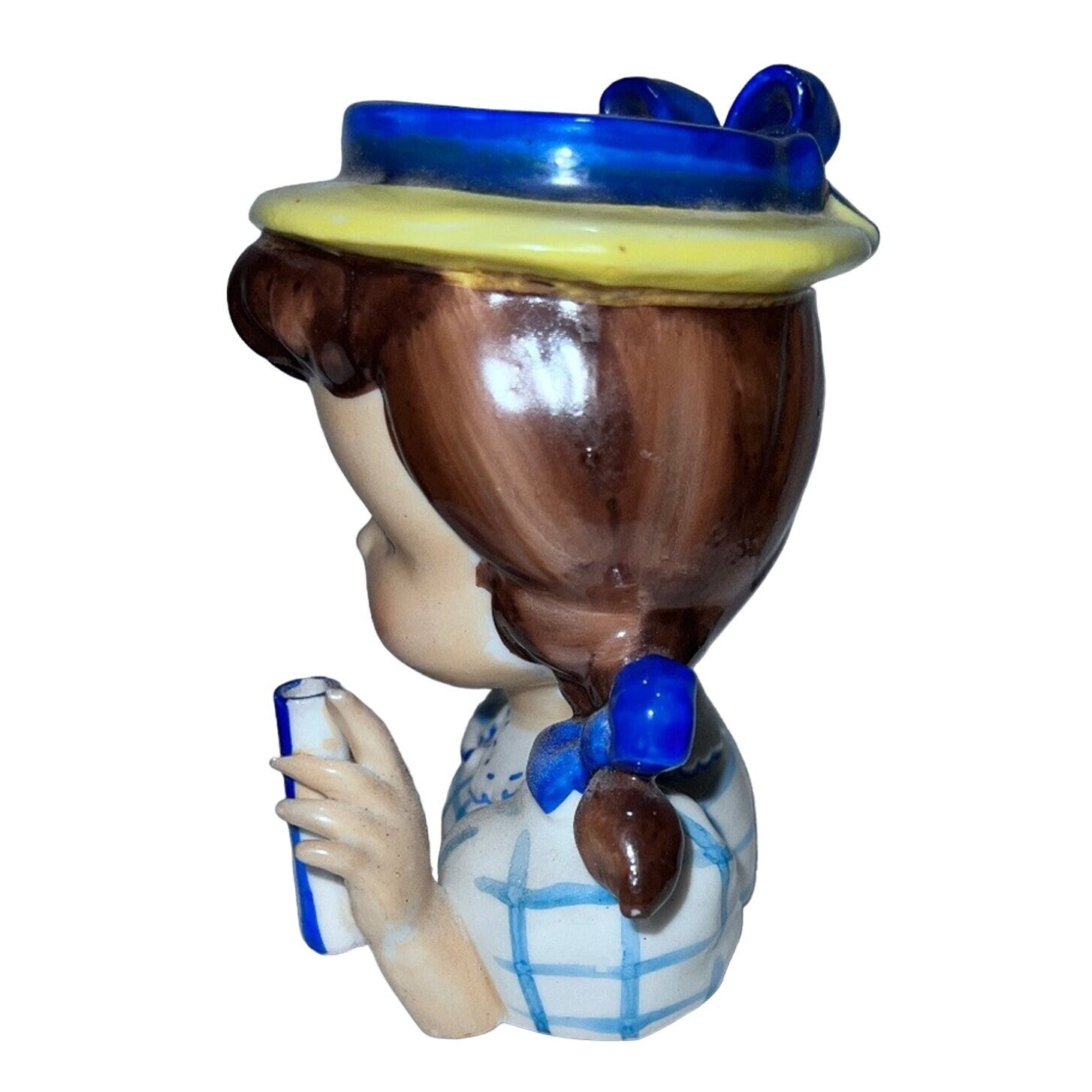 1950s Napco Head Vase Planter Girl With Pigtails & Blue Bows - Japan ...